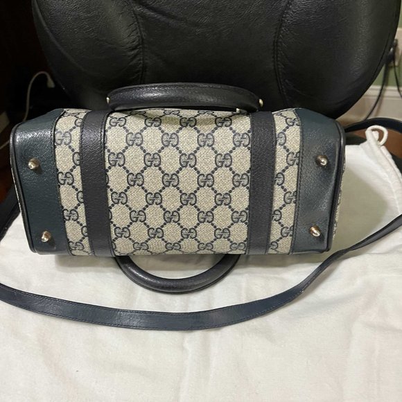 Gucci | Bags | Vintage Gucci Blue Monogram Speedy Handbag | Poshmark